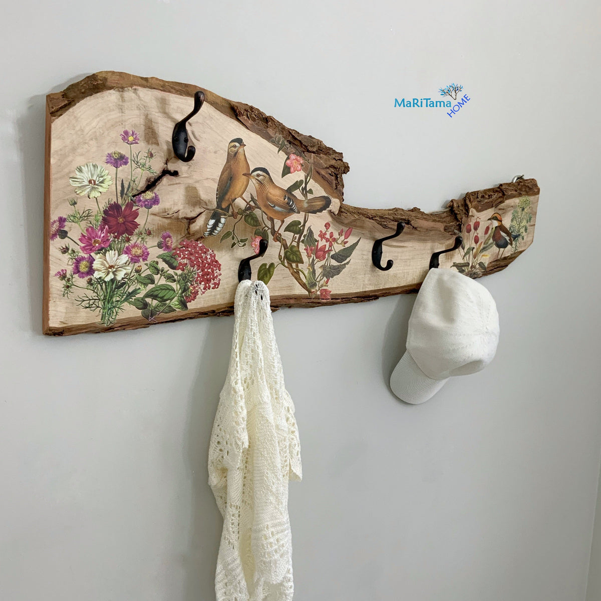 MaRiTama HOME - Custom made Live Edge Birds Coat Rack